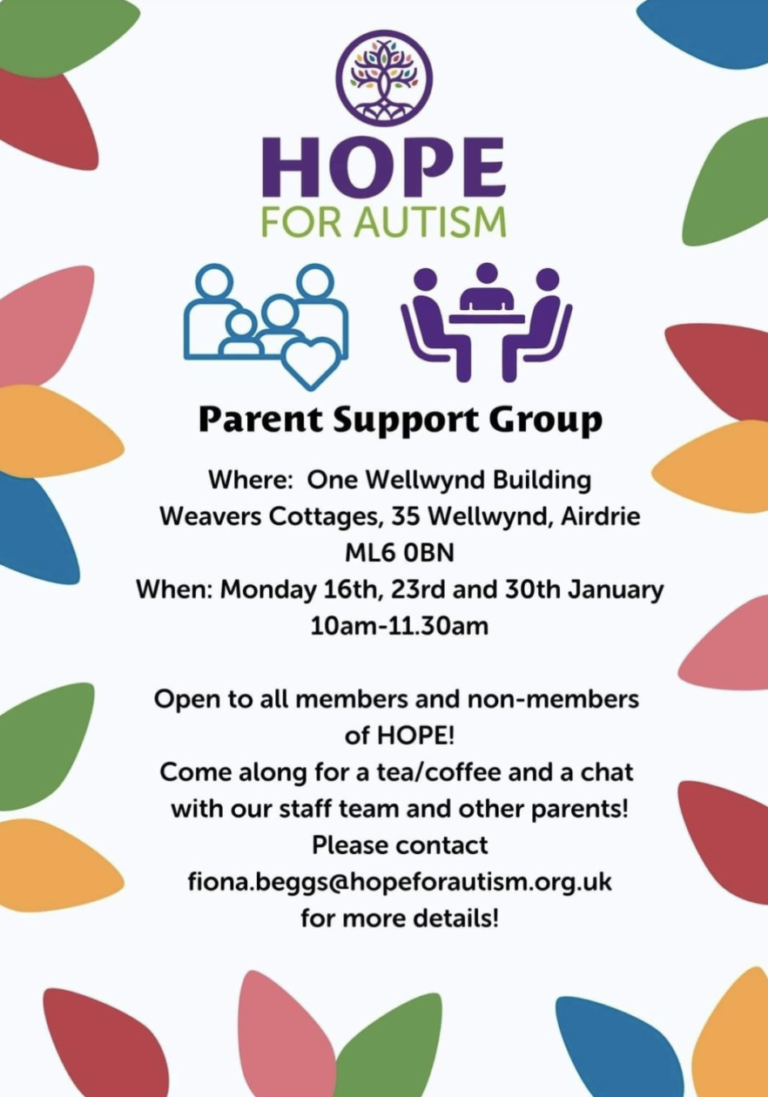 Hope for Autism – Parental Support Group – Dunbeth Family Learning Centre