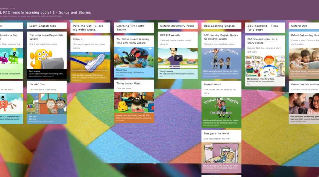 EAL Service home learning padlet 2 – Stories and Songs | EAL Service PKC