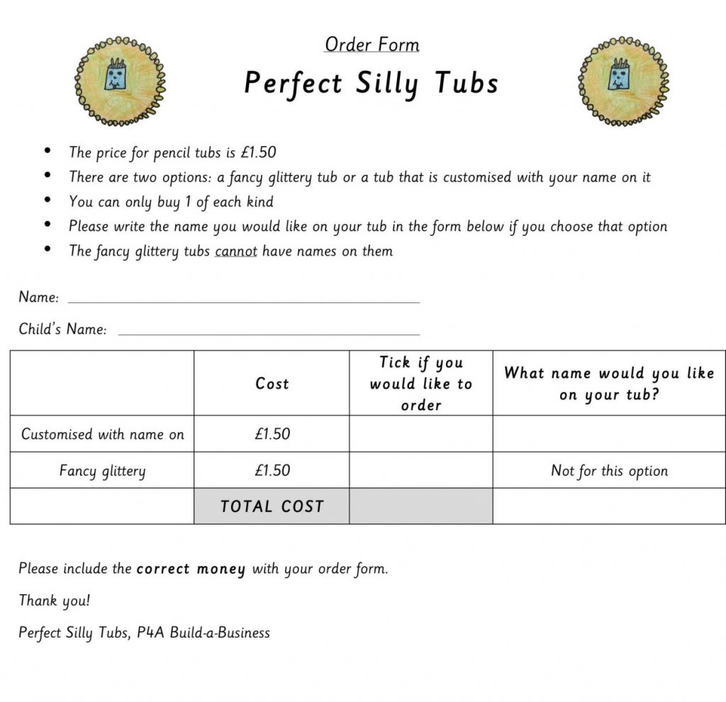 P4A – Perfect Silly Tubs (Build-a-Business) | Bishopton Primary School