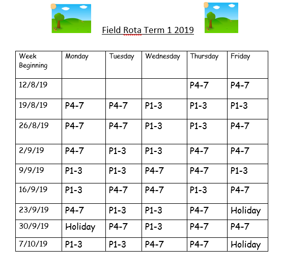 Field and Pitch Rota Term 1 | Bishopton Primary School