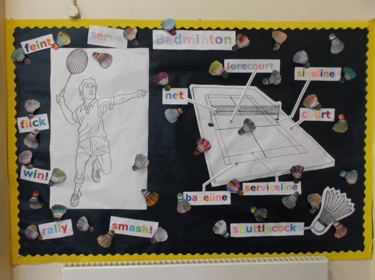P4 Badminton display in school gym hall | Langcraigs Primary School