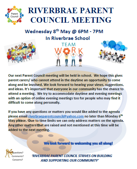 Parent Council Meeting Wednesday 8th May 2024 | Riverbrae School