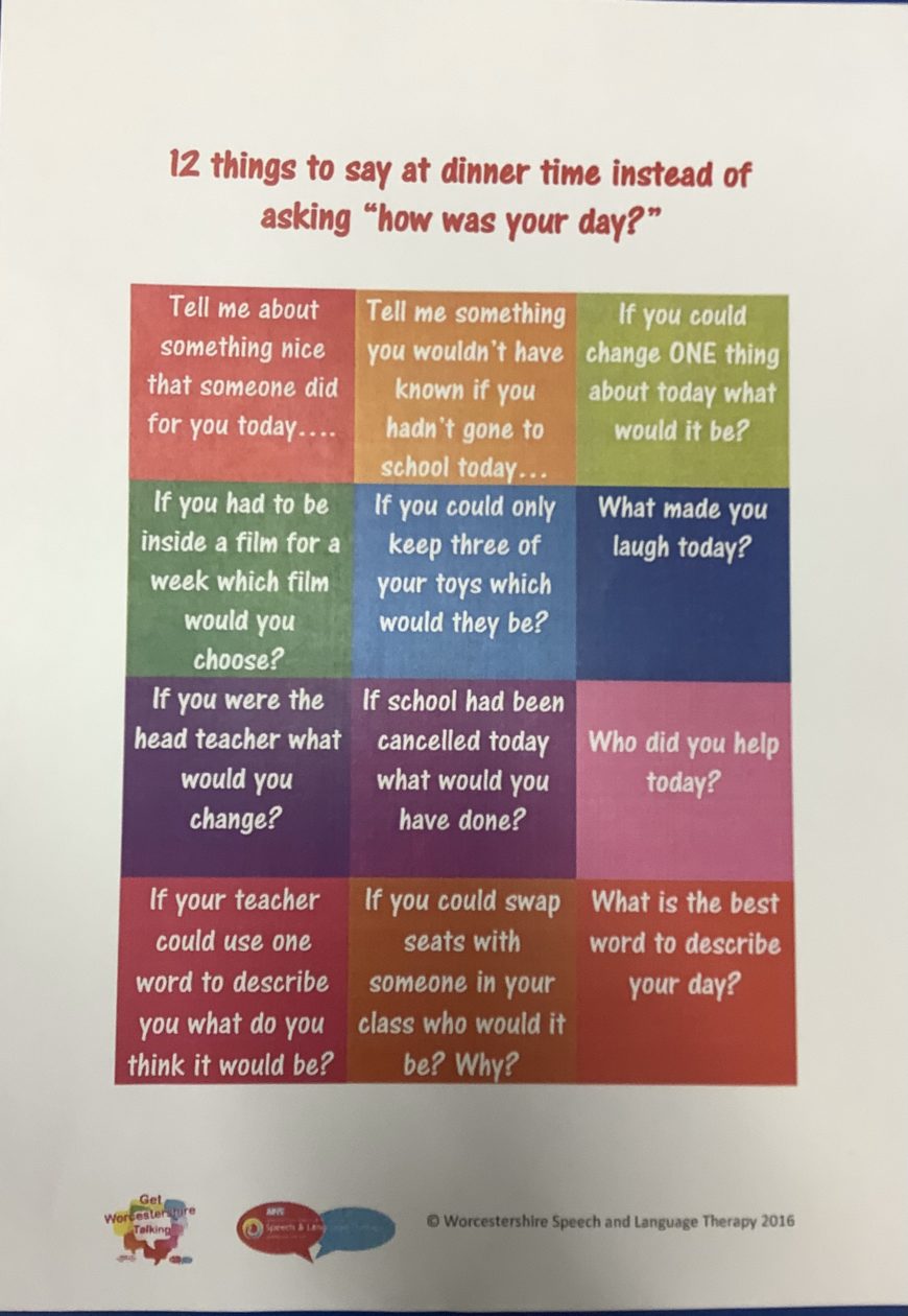 Conversation starter ‘how was your day’ – Williamsburgh Primary 1 Blog