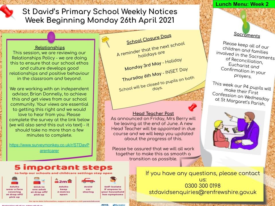 Weekly Update w/c 26/04/21 | St David's Primary School