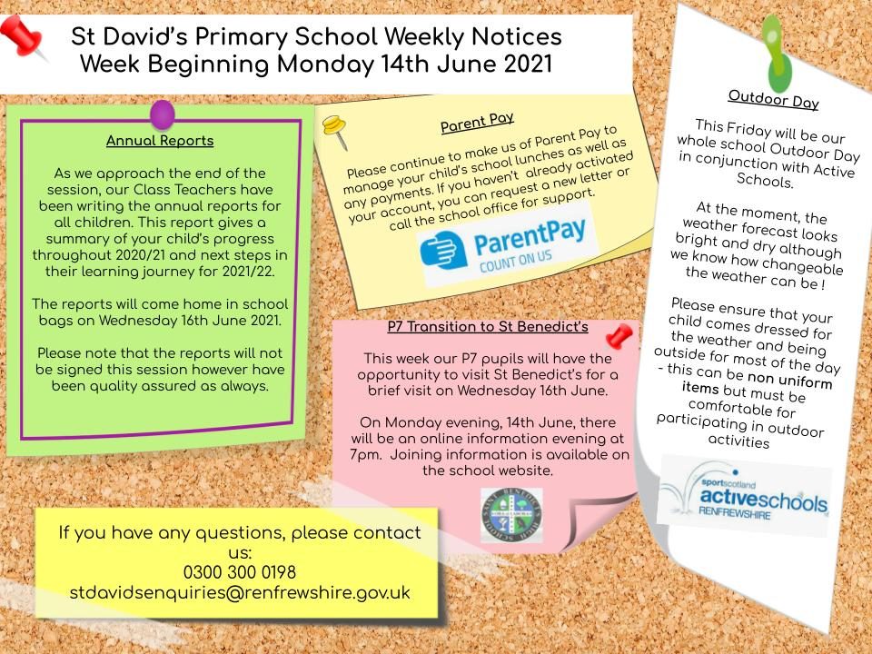 Weekly Update w/c 14/06/21 | St David's Primary School