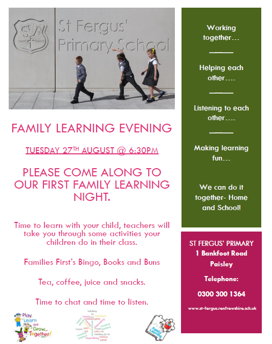 Family Learning Evening | St Fergus' Primary School