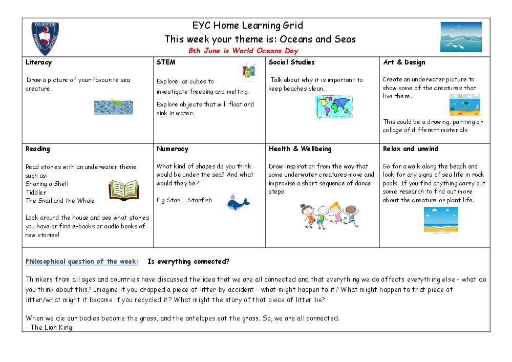 Learning Grid 8th June | Fisherton Primary School and Early Years Centre