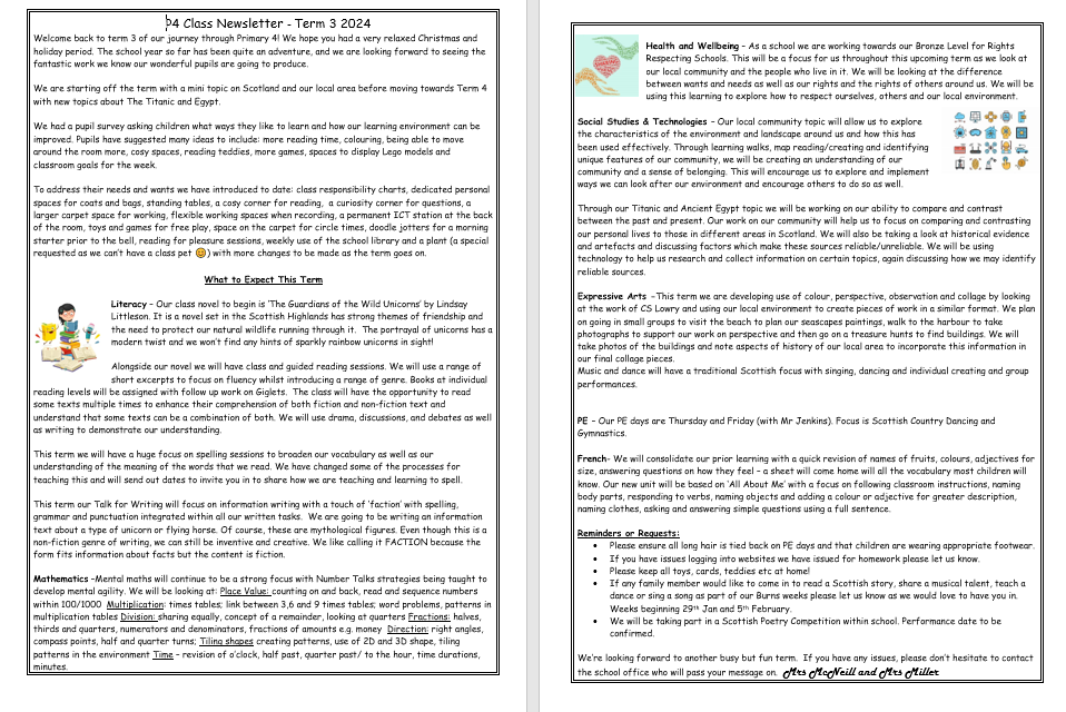 P4 Mrs. McNeill & Mrs. Miller | Grammar Primary School & Early Years Centre