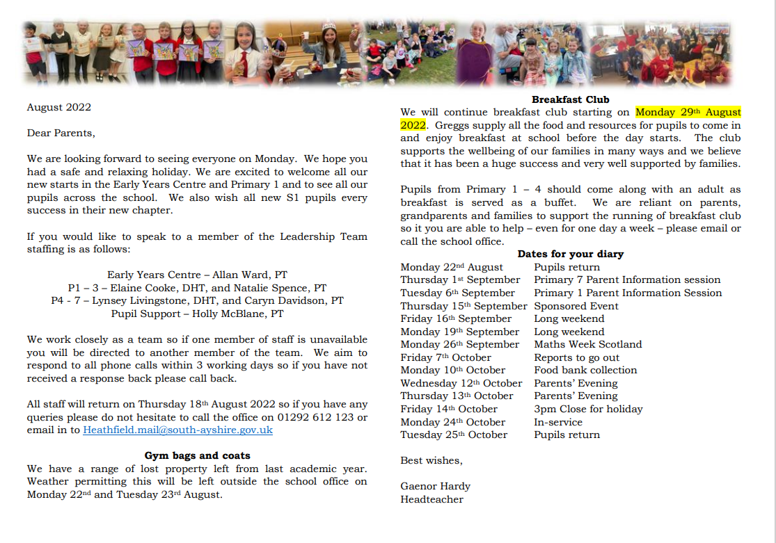 Newsletter | Heathfield Primary & Early Years Centre