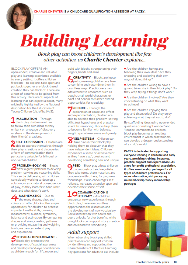 Block play – reflecting on practice – Early Level Portal