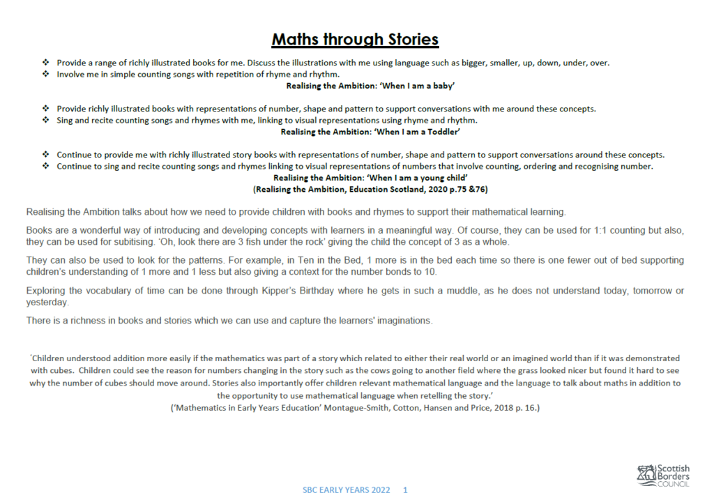 Mathematics & Numeracy – Early Level Portal