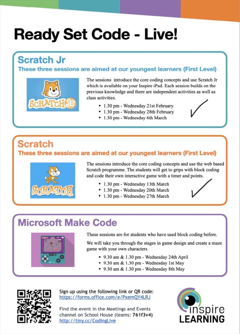 Ready, Set, Code- Live! Lessons – Inspire Learning SBC