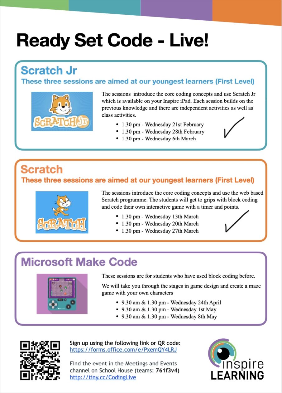 Ready, Set, Code- Live! Lessons – Inspire Learning SBC
