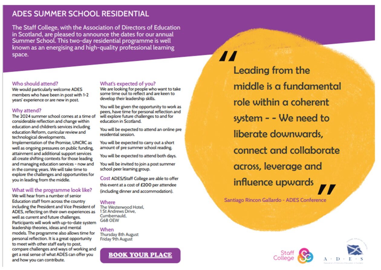 ADES Summer School Residential – Professional Learning