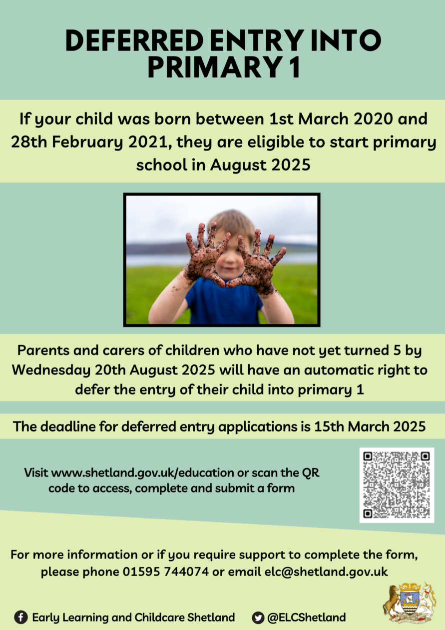 Deferred entry into P1 poster | Bell's Brae Primary School