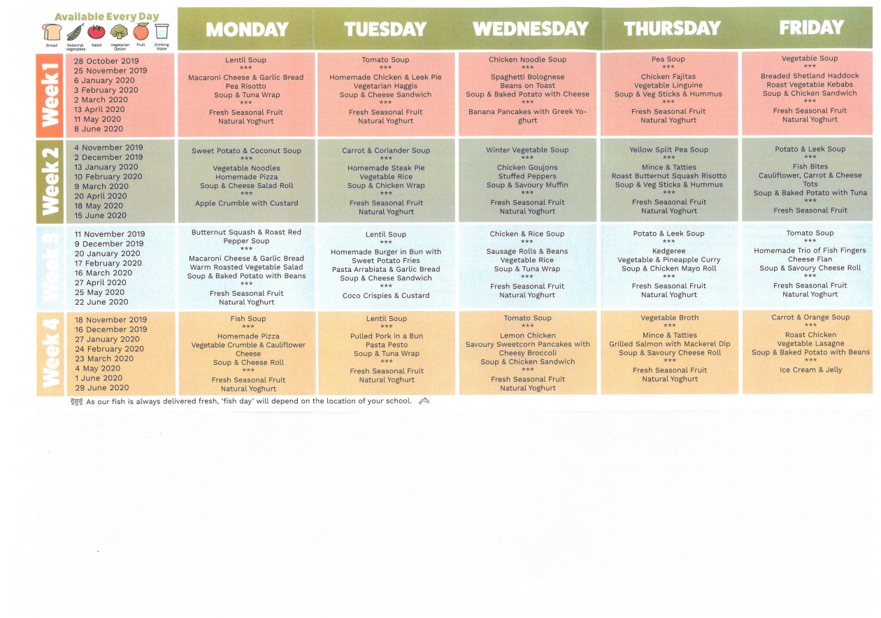 Lunch Menu – Brae High School