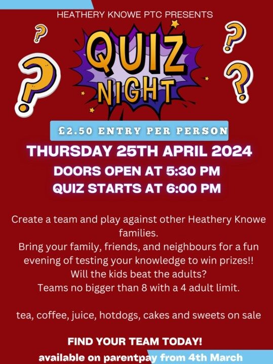 PTC Family Quiz Night | Heathery Knowe Primary School