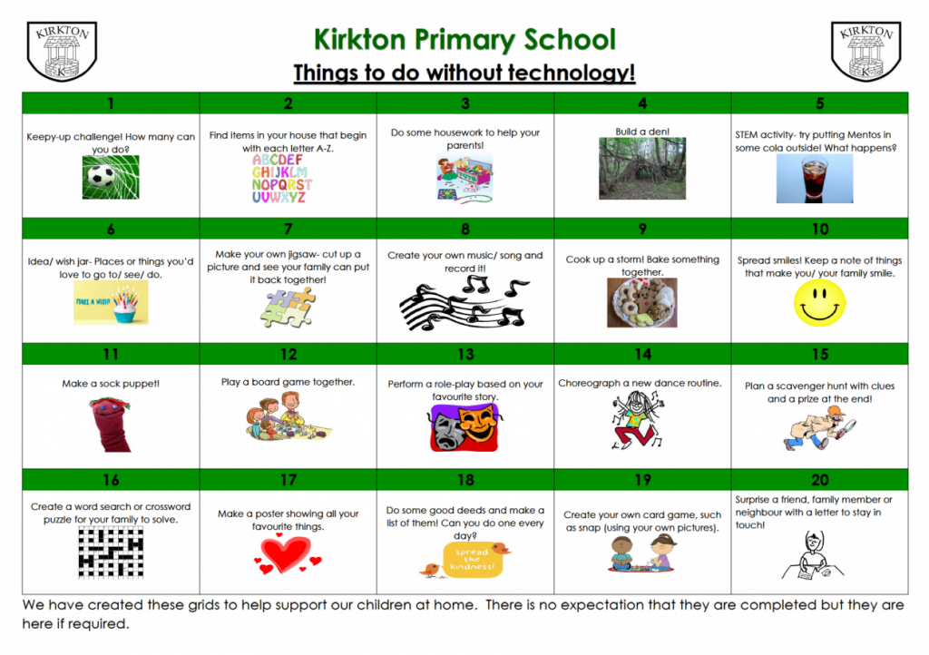 Home Learning Grids | Kirkton Primary School