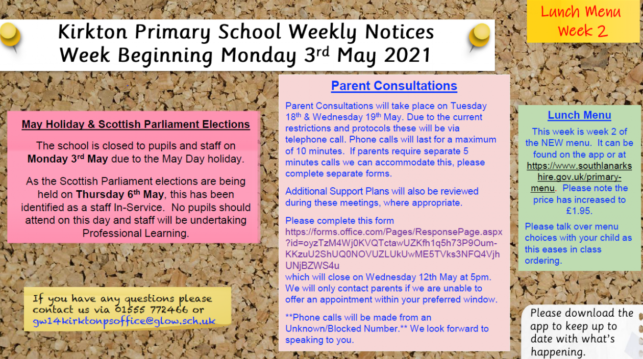 Weekly Notice Board – Week Beginning Monday 3rd May 2021 | Kirkton ...