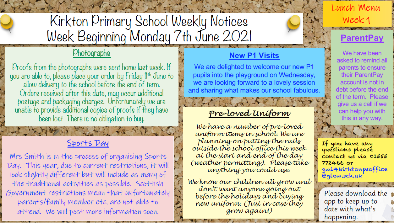 Weekly Notice Board – Week Beginning Monday 7th June 2021 | Kirkton ...