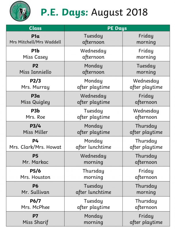PE Days August 2018 – Woodhead Primary School and Nursery Class
