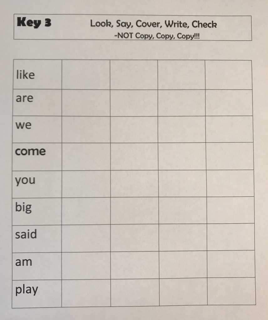 Five minute box1 Keyword 3 list | Blackburn Primary