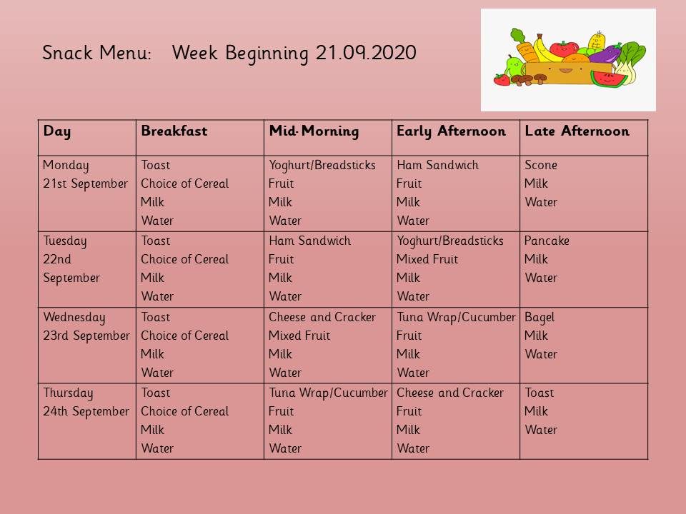 Menu – Knightsridge Early Years Centre