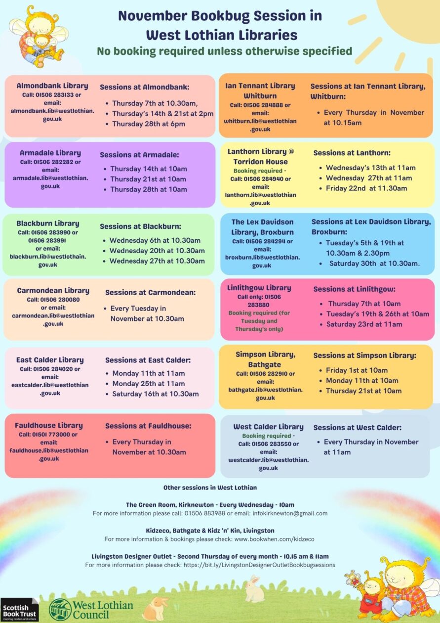November Bookbug Programme – Calderwood Primary and Nursery