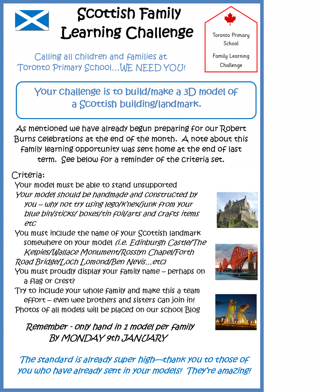 Scottish Family Learning Challenge | Toronto Primary School